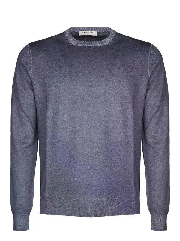 FILERIA Crew-neck Ribbed Sweater - Grey