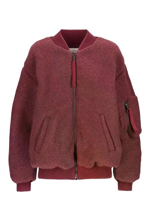LANEUS Bouclé Bomber Jacket - Red