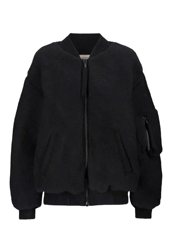 LANEUS Bouclé Bomber Jacket - Black