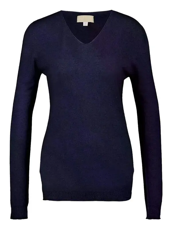 120% Lino Cashmere V-neck Sweater - Blue