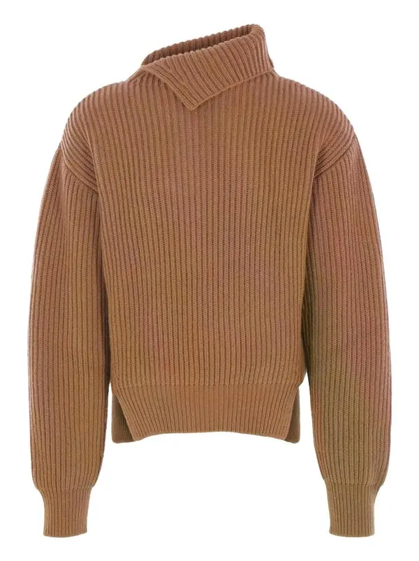 JIL SANDER Asymmetric Neck Sweater - Brown