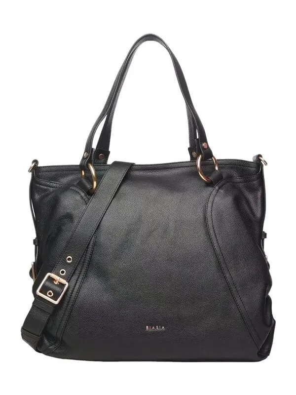 BIASIA Logo Top-handle Shoulder Bag - Black