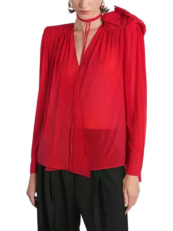 Magda Butrym Ruffled Tie Top - Red