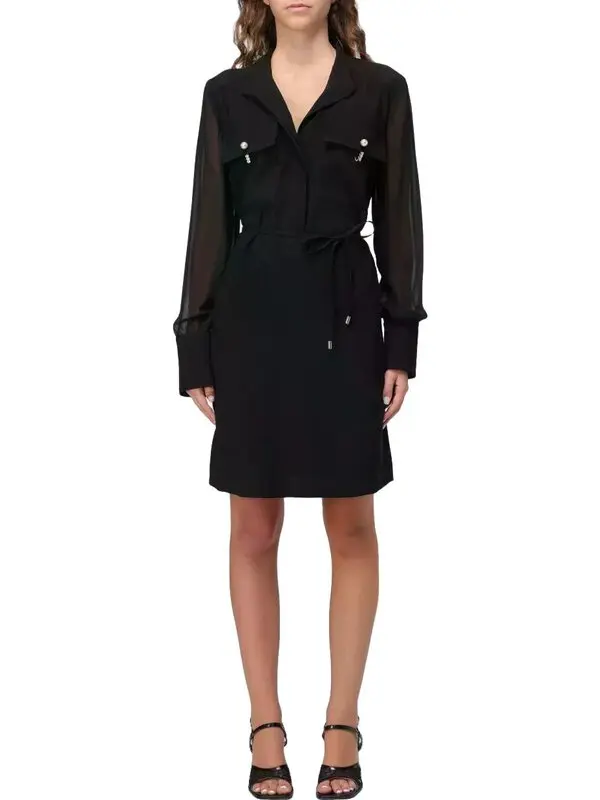 Liu Jo Faux-pearl Embellished Shirt Dress - Black