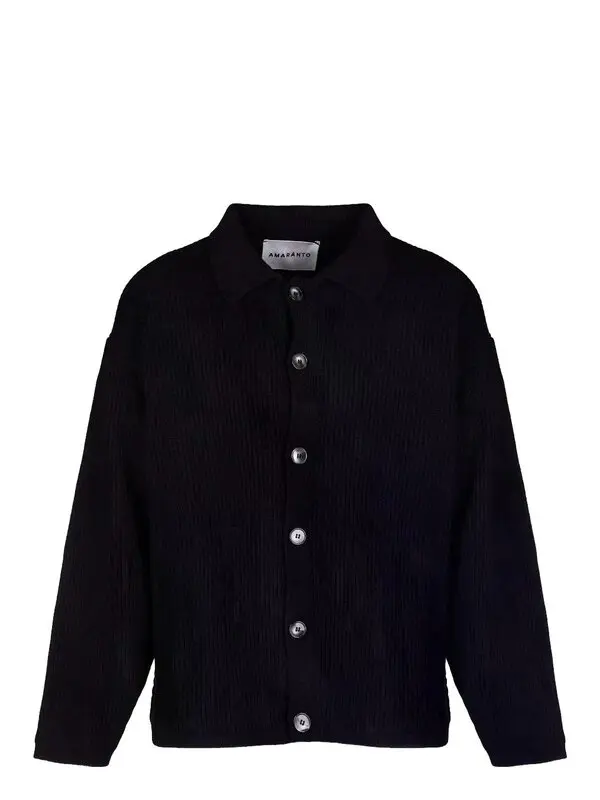 AMARANTO Buttoned Collared Cardigan - Black