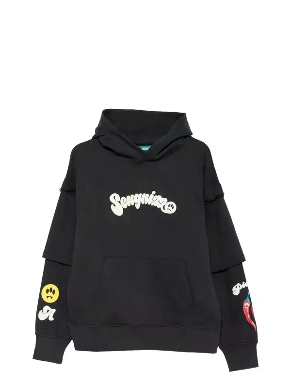 BARROW Graphic-print Layered Hoodie - Black
