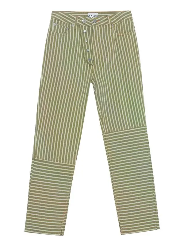 GANNI Striped Panelled Jeans - Green