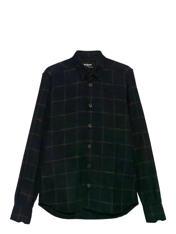 Kiton Checked Buttoned Shirt - Blue