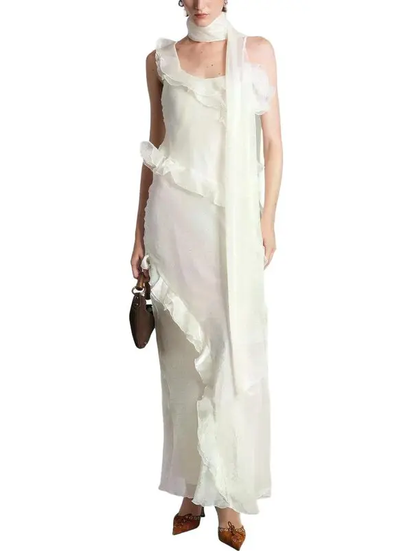 SIEDRES Monica Ruffled Maxi Dress - White