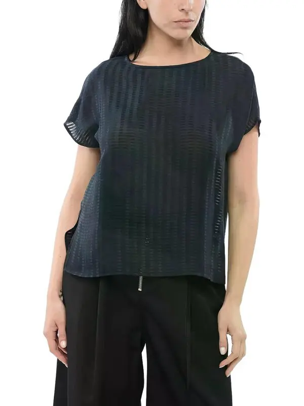 Giorgio Armani Crewneck Woven Blouse - Blue