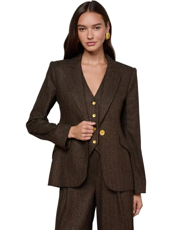 L'Agence Chamberlain Pinstriped Blazer - Brown/bronze Multi