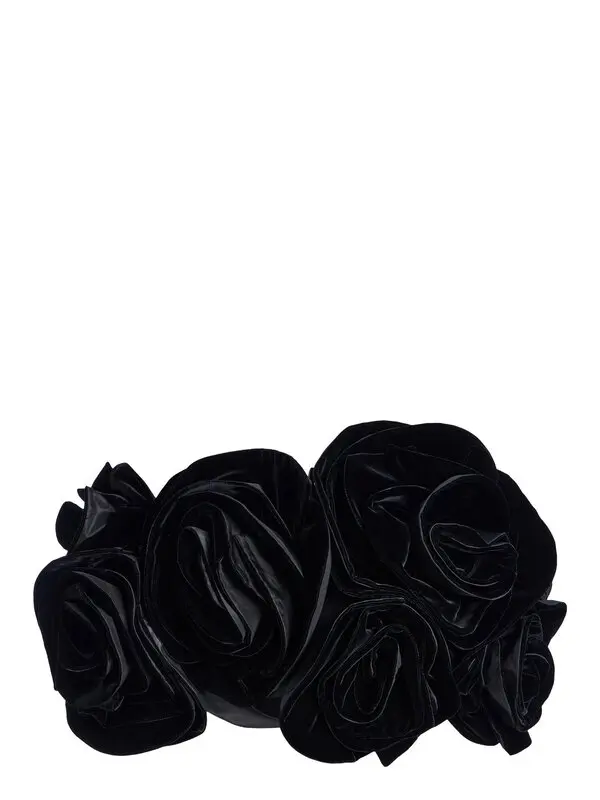 Carolina Herrera Flower-detailed Velvet Strapless Top - Black
