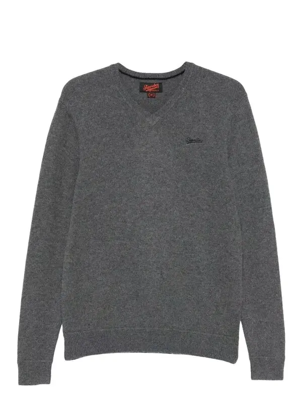Superdry V-neck Cotton Sweater - Grey