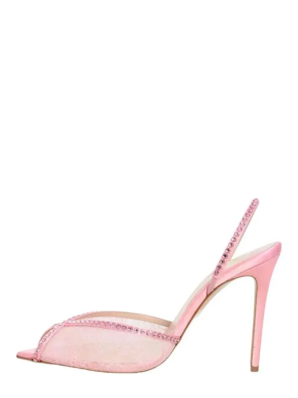ANDREA WAZEN 105mm Lace Embellished Slingback Pumps - Pink