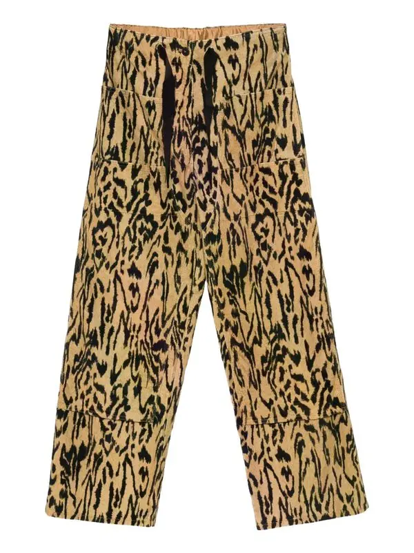 FORTE_FORTE Animal-print Straight-leg Trousers - Brown