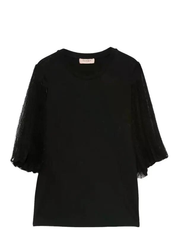 TWINSET Mesh-sleeve Top - Black