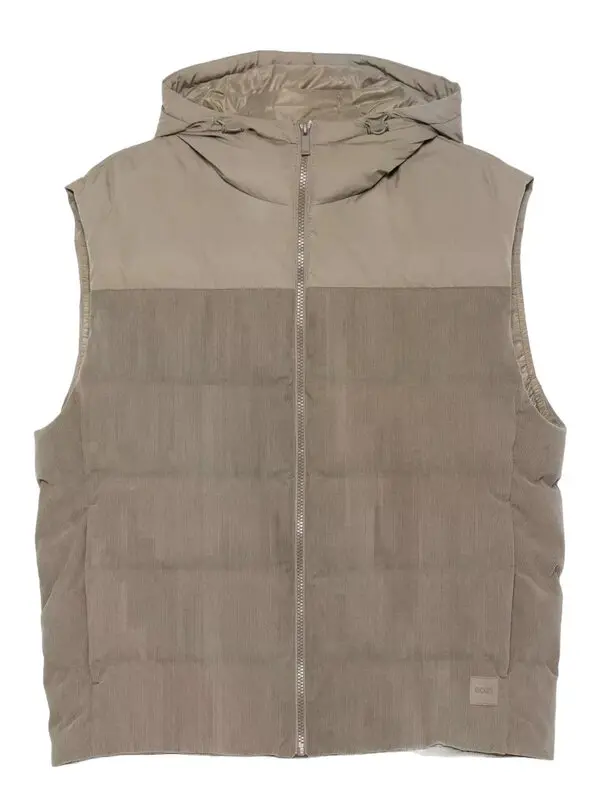 Hugo Boss Hooded Panelled Gilet - Brown