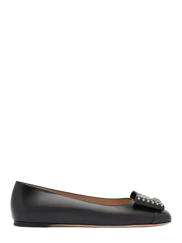 Bally B-bow Studded Leather Ballet Flats - Black