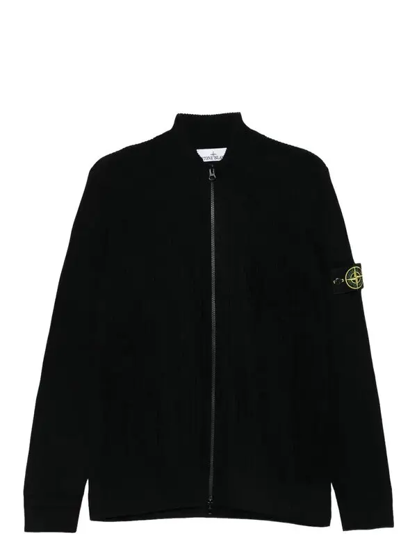 Stone Island Virgin Wool Cardigan - Black