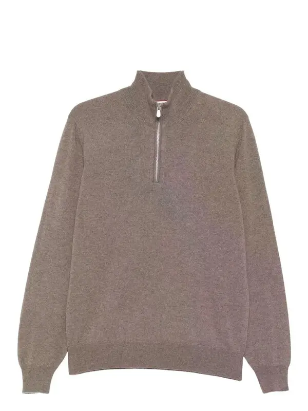 Brunello Cucinelli Cashmere Half-zip Sweater - Brown
