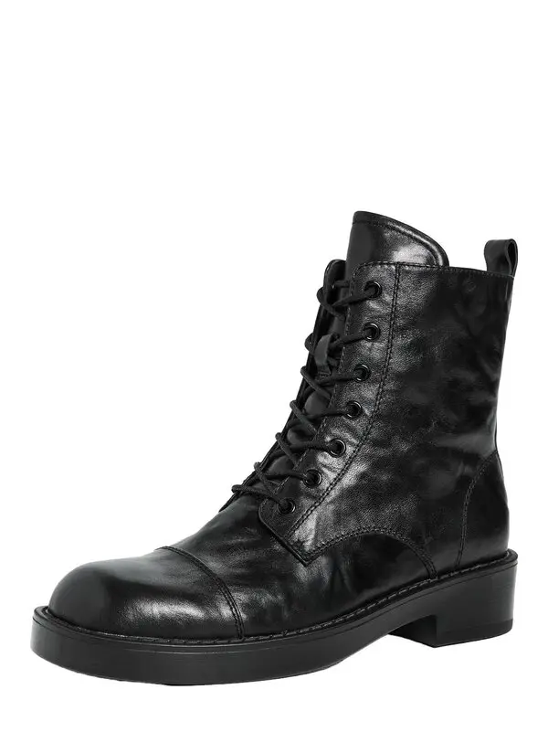 BLACK SUEDE STUDIO Blake Lace-up Leather Boots - Black Wrinkled Distressed Leather