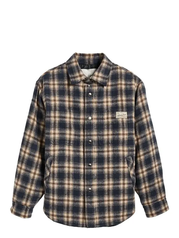 DUNST Quilted Check Flannel Shirt - Navy Check