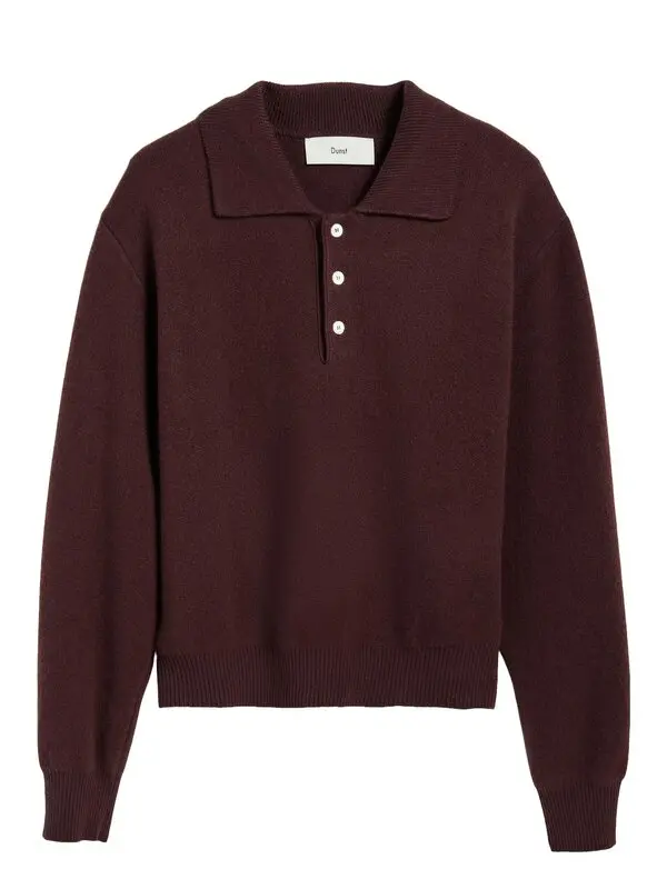 DUNST Collared Knit Sweater - Brown