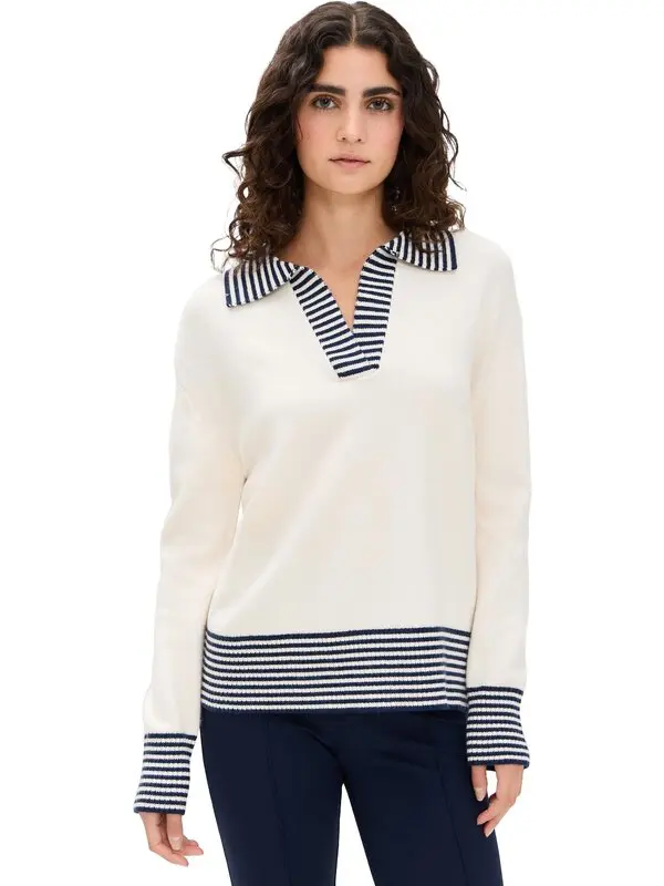 Addison Bay Striped Rugby Sweater - Cream