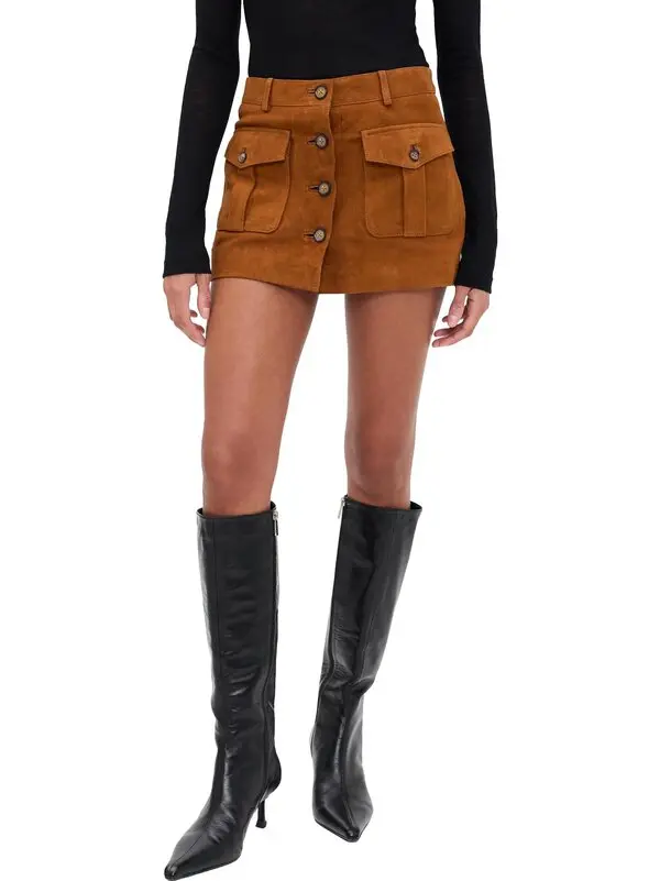 THE GARMENT Suede Mini Skirt - Hazelnut
