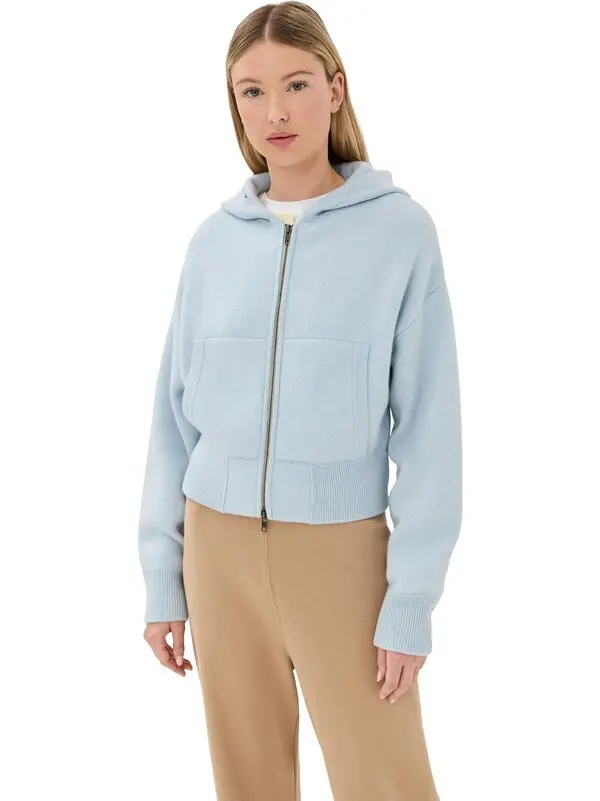 LISA YANG Lilia Hooded Zip Cashmere Cardigan - Horizon Blue