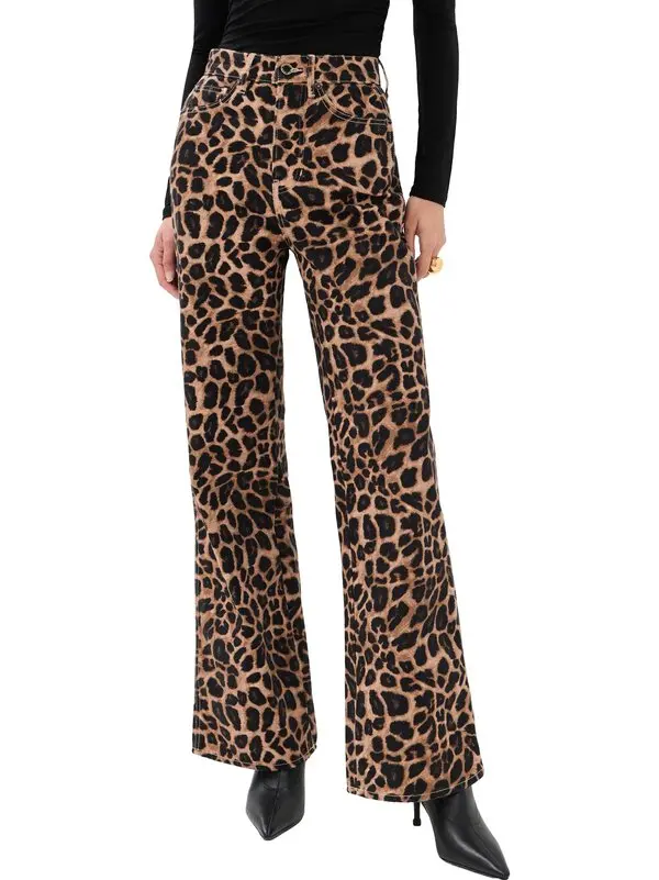 Veronica Beard Taylor High-rise Wide-leg Leopard Print Jeans - Washed Leopard