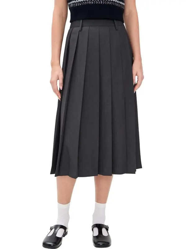 DUNST Pleated Long Skirt - Charcoal Grey