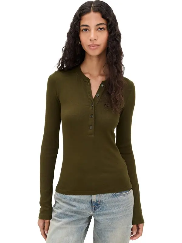 Cotton Citizen Verona Henley - Dark Olive
