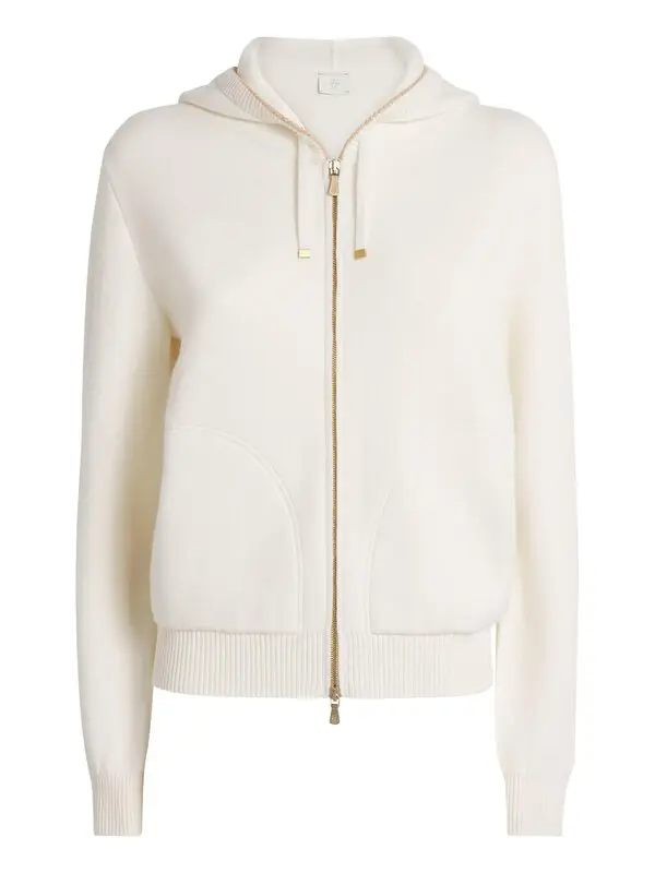 Eleventy Cashmere-cotton Blend Zip-up Hoodie - White