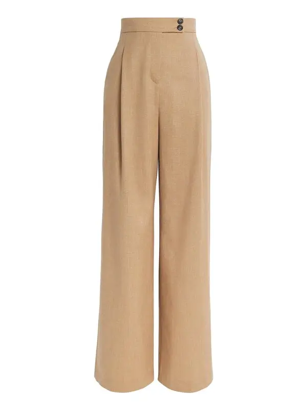 Eleventy Wool-blend Metallic Pleated Trousers - Beige