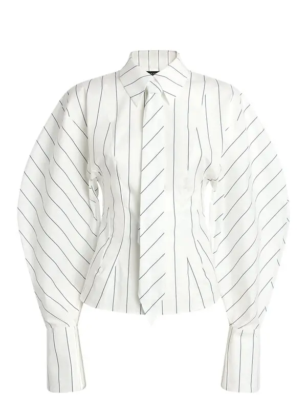 A.W.A.K.E. Mode Cotton Poplin Striped Shirt - White