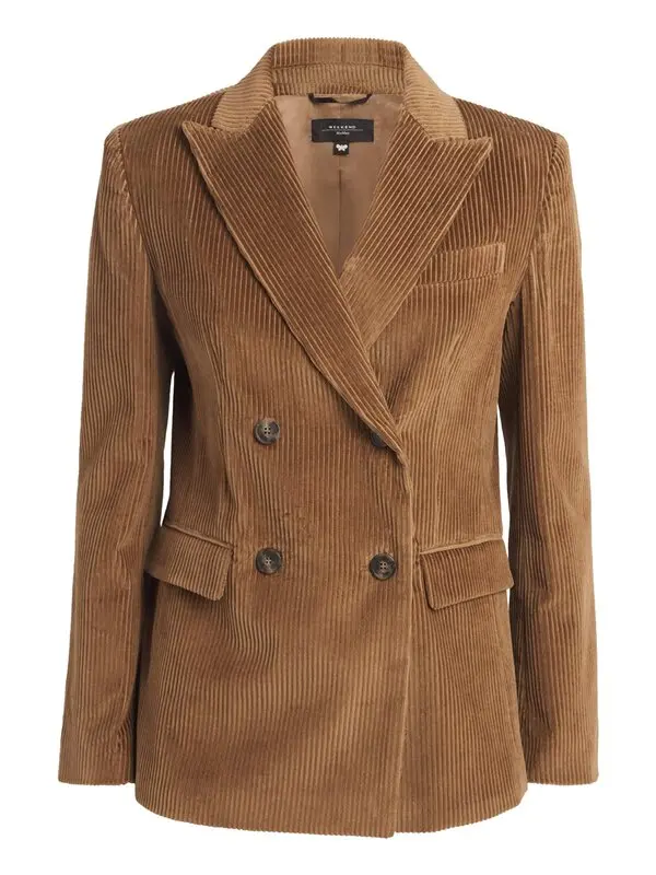 Max Mara Cotton Corduroy Double-breasted Blazer - Beige