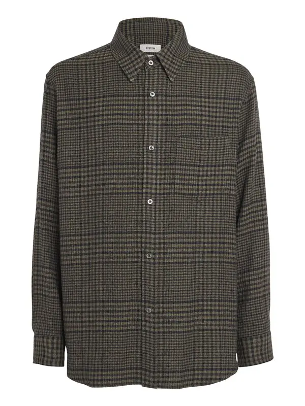 SYSTEM Relaxed Check Shirt - Green