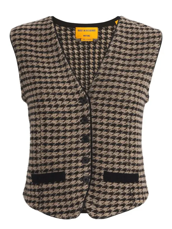 Guest In Residence Cashmere Houndstooth Waistcoat - Brown