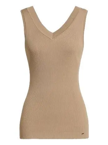 Guess Ribbed-knit Sleeveless Top - Beige