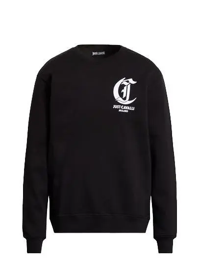 Just Cavalli Cotton And Elastane Flocked French Terry Sweatshirt - Black