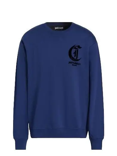 Just Cavalli Cotton And Elastane Flocked French Terry Sweatshirt - Blue