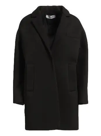 ANNIE PARIS Single-breasted Scuba Coat - Black