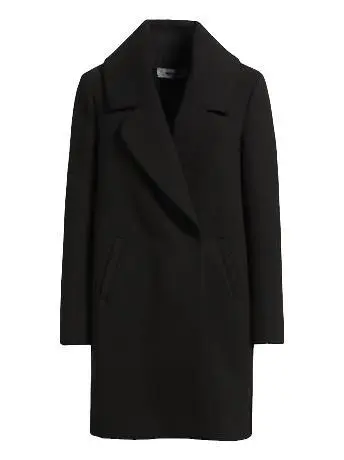 ANNIE PARIS Double-breasted Scuba Coat - Black