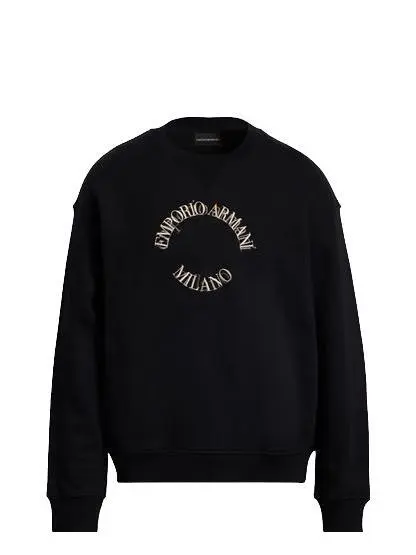 Emporio Armani Cotton-blend Fleece Sweatshirt With Embroidered Logo - Black