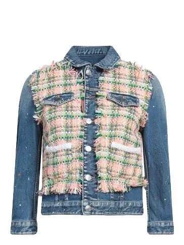 Dsquared2 Denim Trucker Jacket With Tweed Detailing - Blue