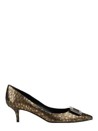 ROGER VIVIER Textured Leather Pumps - Gold
