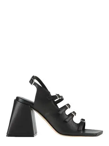 VIC MATIE Leather Ankle Strap Sandals - Black