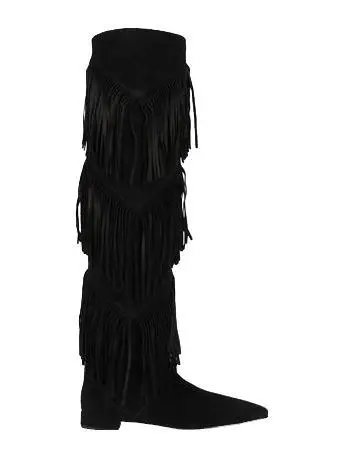 ROGER VIVIER Boots In Leather And Suede With Fringe - Black