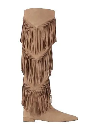 ROGER VIVIER Boots In Leather And Suede With Fringe - Sand